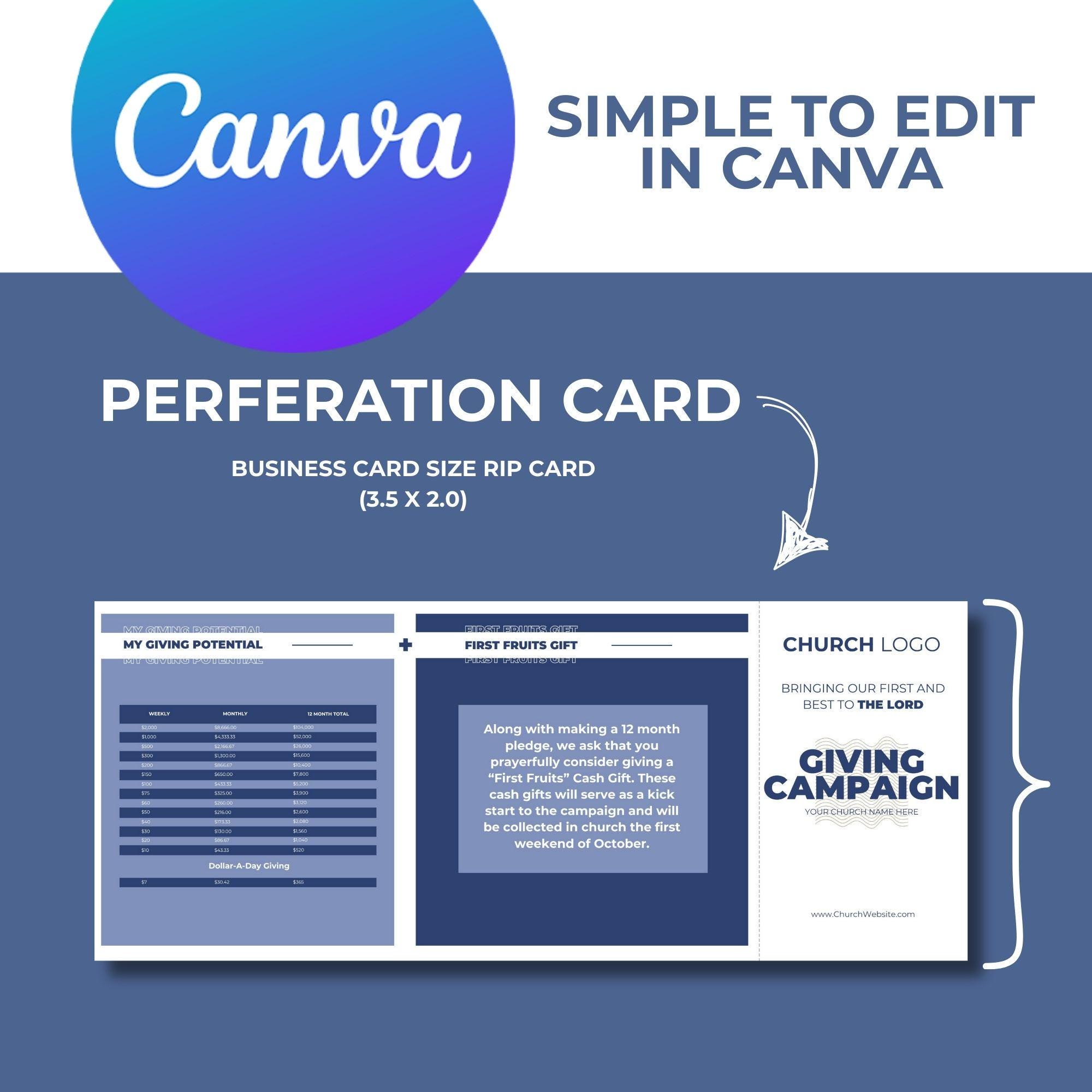 Church Giving Campaign Card: Editable Canva Template (digital Download ...