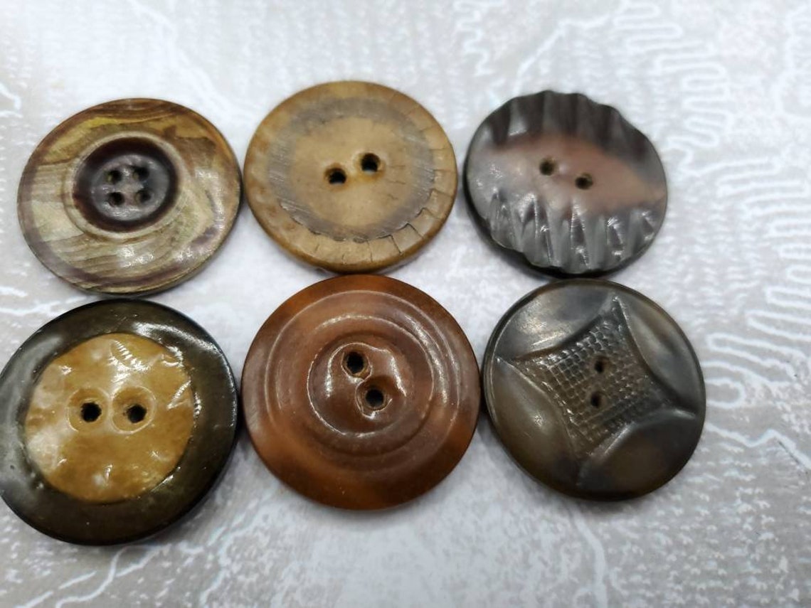 Vintage Buttons 6 Shades of Brown Assorted Styles Tight Top - Etsy