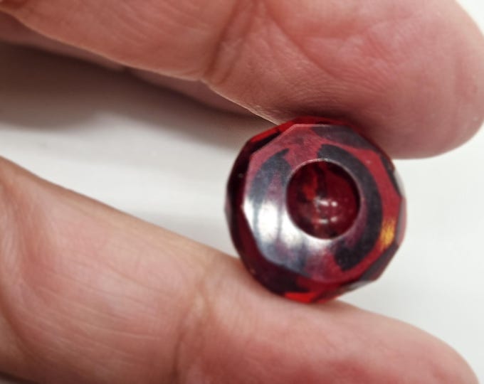 Vintage Button 1 Beautiful Ruby Red Pressed Glass 9/16" 14mm, Design ...