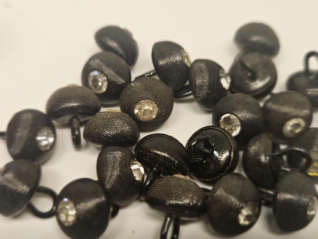 Vintage Buttons - 24 Fancy Tiny Leaded Steel Boot Buttons, With ...
