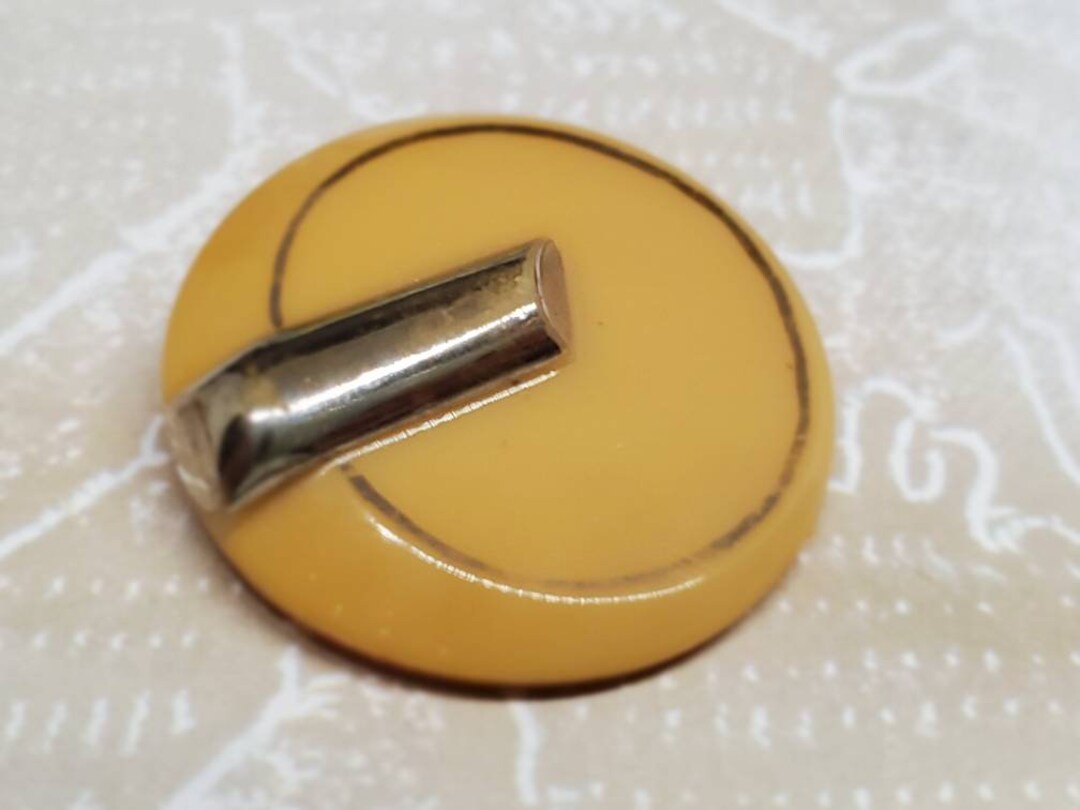 Vintage Buttons - Lot of 1 Beige With Silver Accent, Large Art Deco ...