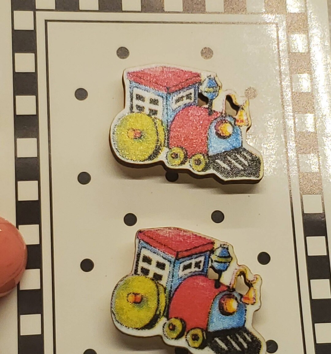Vintage Buttons Mary Engelbreit Brand 2 Toy Trains Medium 7/8" 22mm ...