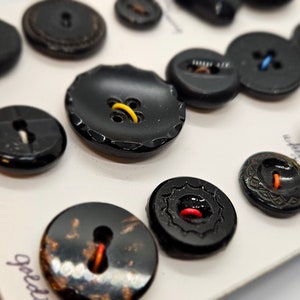 Vintage Buttons - Lot of 15 Assorted Designs Jet Black Glass Assorted ...