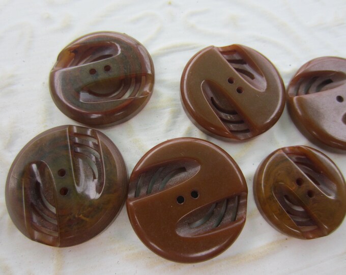 Vintage Buttons -mid Century Modern Matching Browns Bakelite Lot of 6 ...