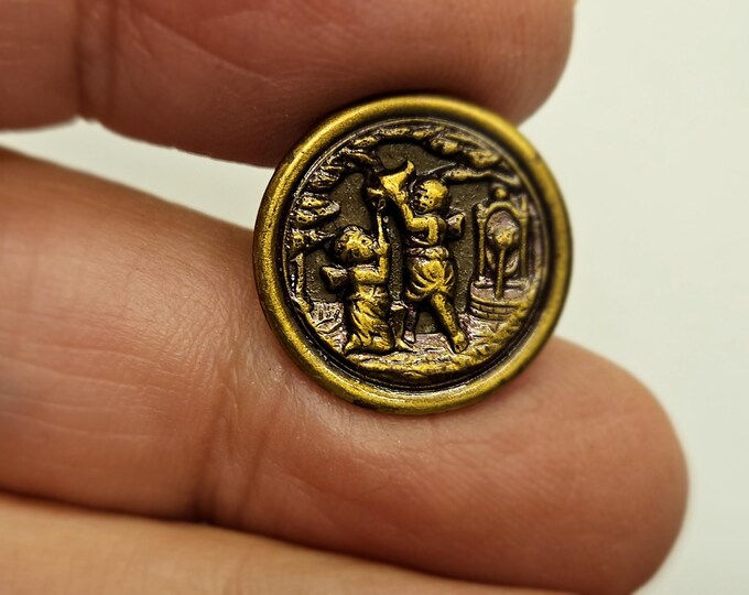 Vintage Button, 1 Small Size 5/8 16mm Pictorial Children Collector ...