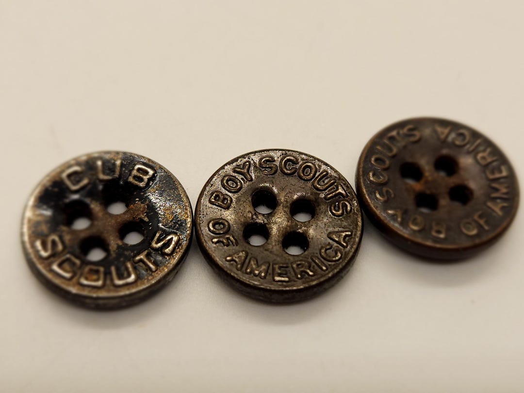 Vintage Button - 3 Boy Scouts of America and Club Scout Buttons Metal Buttons, 9/16" 14mm (aug ...