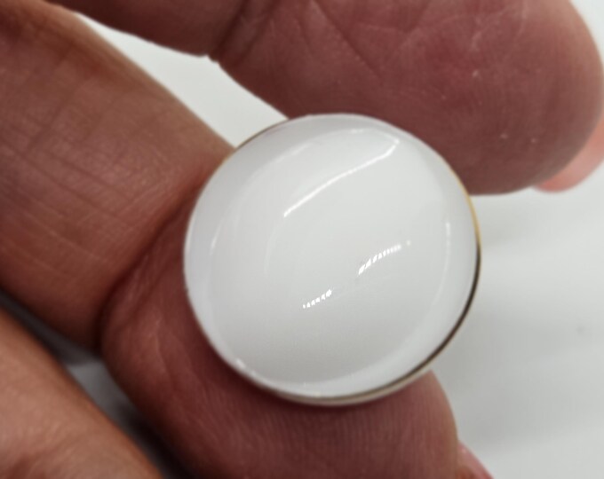 Vintage Button 1 Beautiful White Milk Glass, Gold Rim 11/16 17.5mm ...