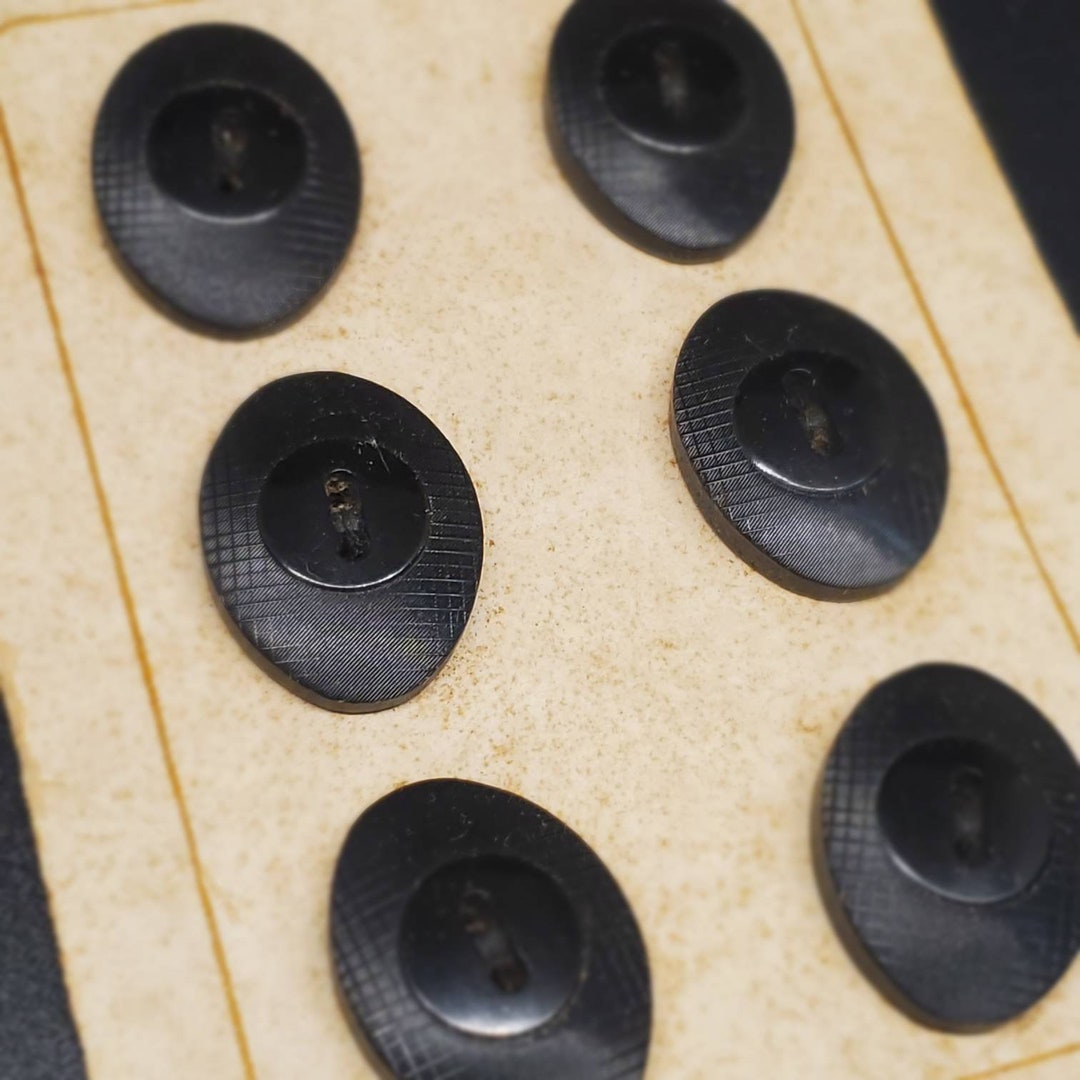 Vintage Button, Buttons 6 Medium Matching Carded, Black Color Vegetable ...