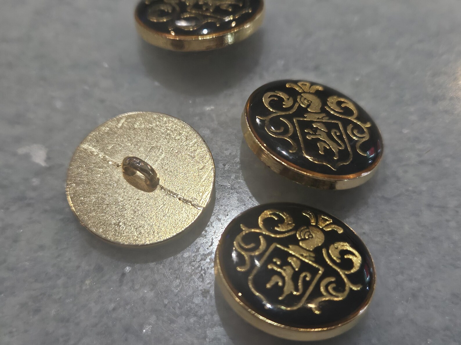 Vintage Buttons - Lot of 4 Buttons, Gold and Black Metal Medium, 2 Tone ...