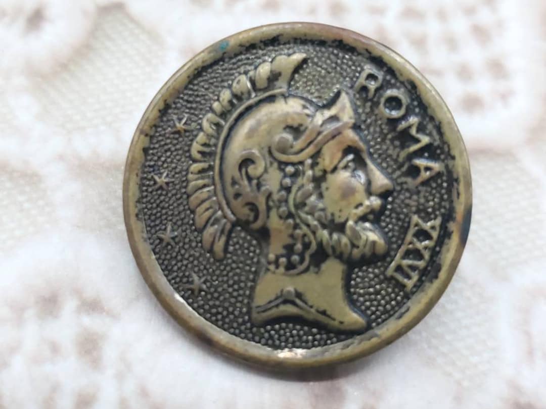 Vintage Button 1 Brass Roma Soldier Large Size 1 1/8" 28mm (oct 376 21 ...