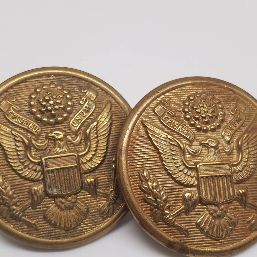 Vintage Buttons 2 , 1 1/8 Large Military World War II, Waterbury ...