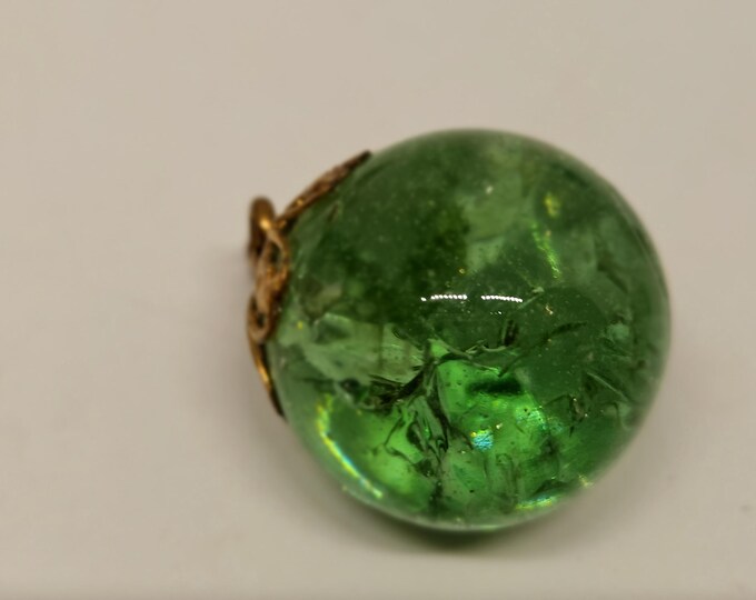 Vintage Buttons, 1 Heavy Weight Unique Green Glass Ball, Gold Filigree ...