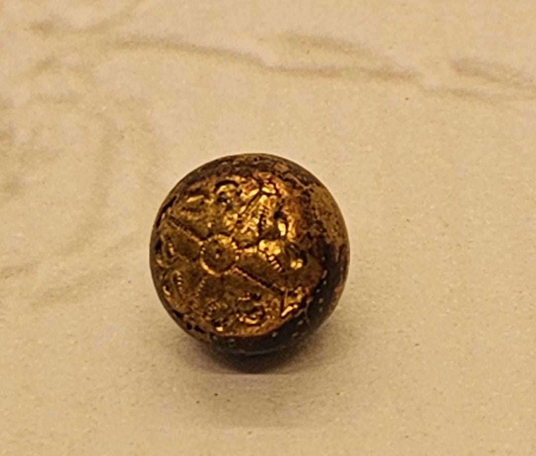 Vintage Buttons 1 Small Filigree Brass Metal Caged Ball, Victorian ...