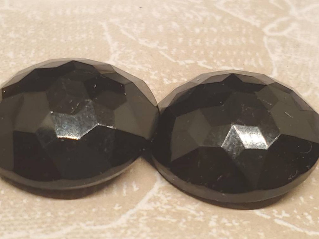 Vintage Buttons Lot of 2 Beautiful Jet Black Faceted Glass Victorian ...