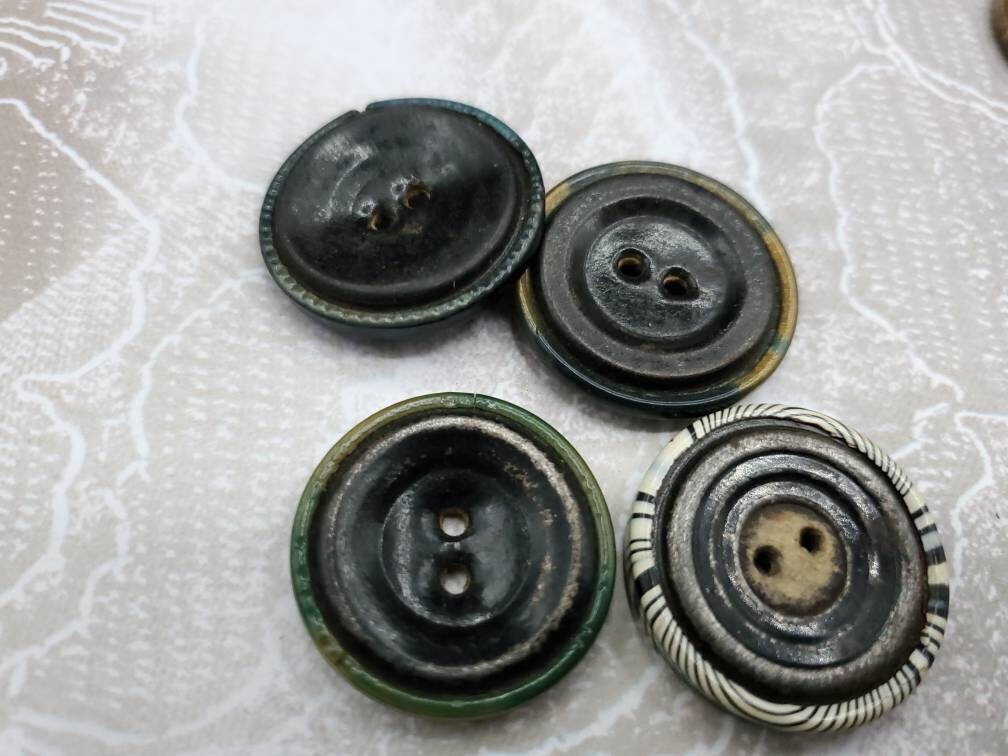 Vintage Buttons - 4 Assorted Styles Tight Top Celluloid, Metal Back ...