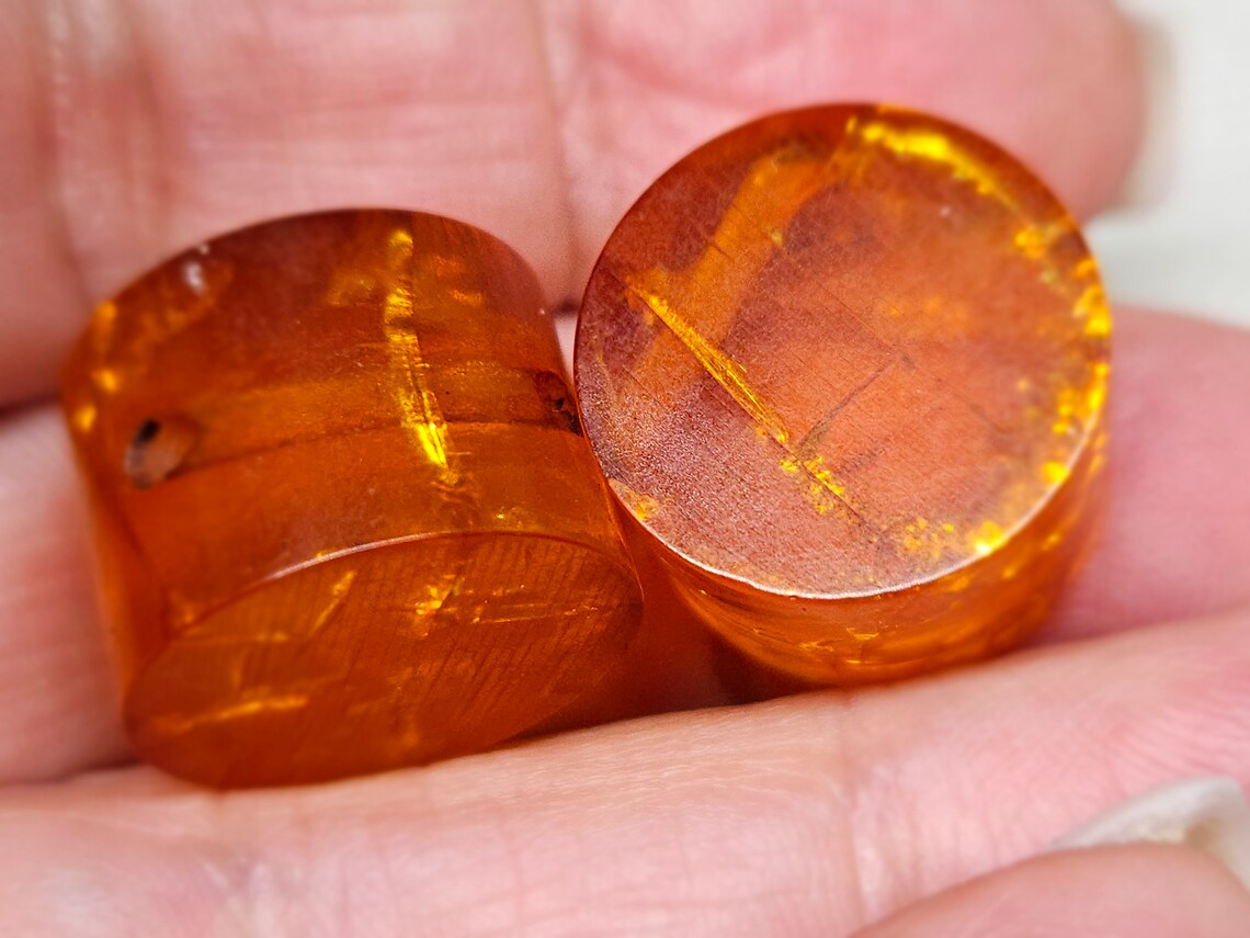 Vintage Button 2 Matching Apple Juice Stardust Transparent Bakelite ...
