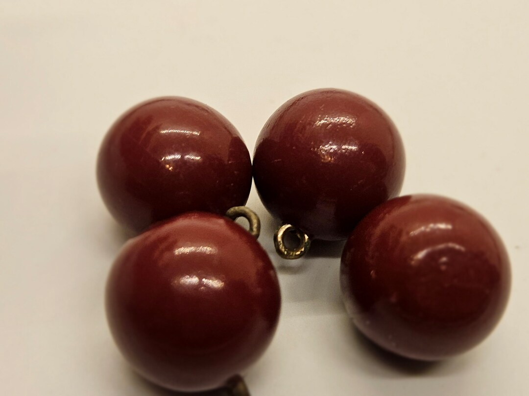 Vintage Button -4 Brown Matching, Bakelite Balls Metal Shanks 11/16" 17 ...