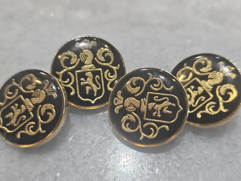 Vintage Buttons - Lot of 4 Buttons, Gold and Black Metal Medium, 2 Tone ...