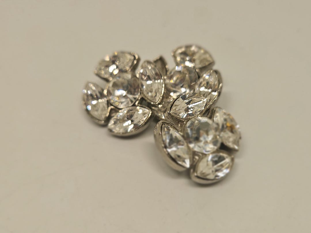 Vintage Rhinestone Flower Buttons: Metal Shank Back (set of 3), 3/4 ...