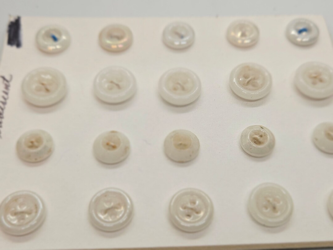 Vintage Buttons - 20 Assorted Some Sets Iridescent White China Buttons ...