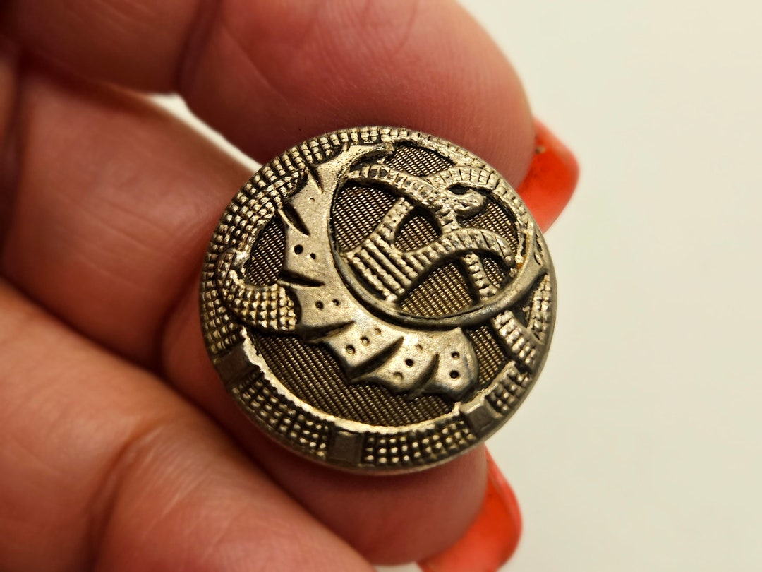 Vintage Button, 1 Medium 7/8" 22mm Pewter Metal Filigree Overlay, Victorian, Shank(jun 124 24 ...