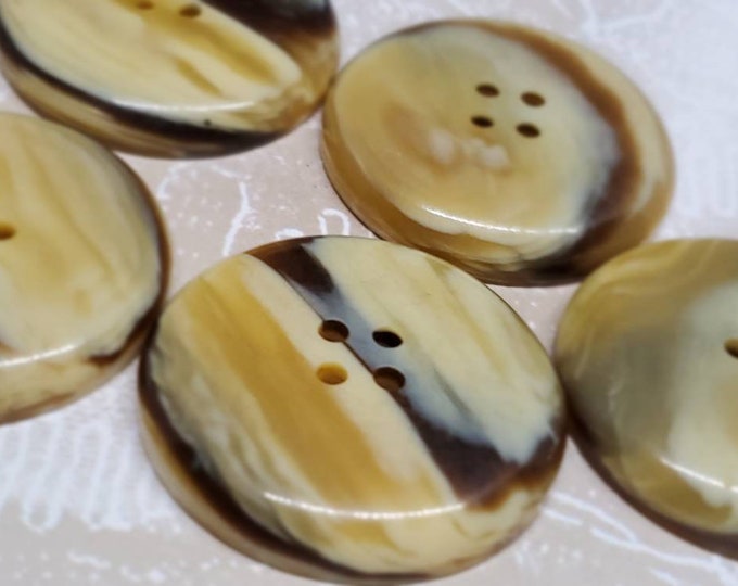 Vintage Buttons Lot of 6 Large Matching Marbled, Tan, White and Brown ...