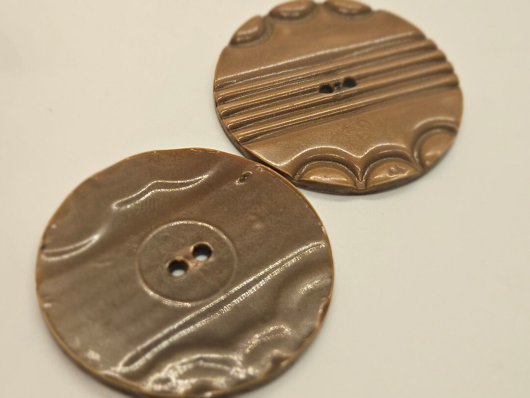 Vintage Button 2 Matching Brown Celluloid Wafer Novelty Design, Large 1 ...