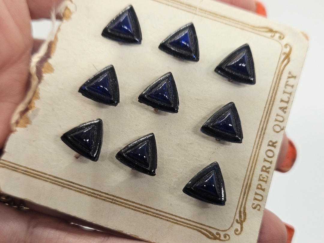 Vintage Button -9 Tiny Cobalt Blue Buttons 1/3" 8.5mm Matching, Card ...