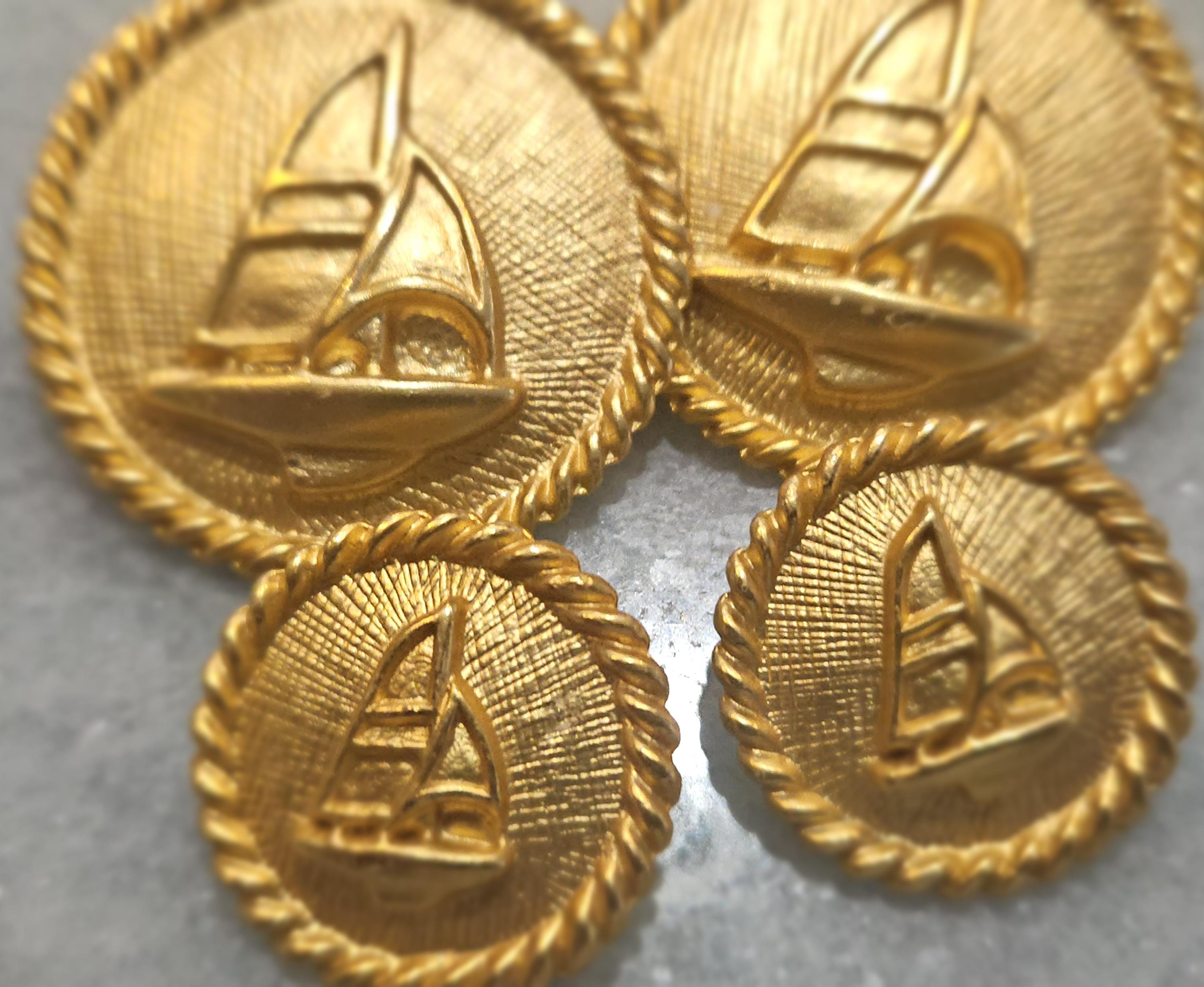 Vintage Buttons - Lot of 4 Buttons, Matching Gold Metal Extra Large ...