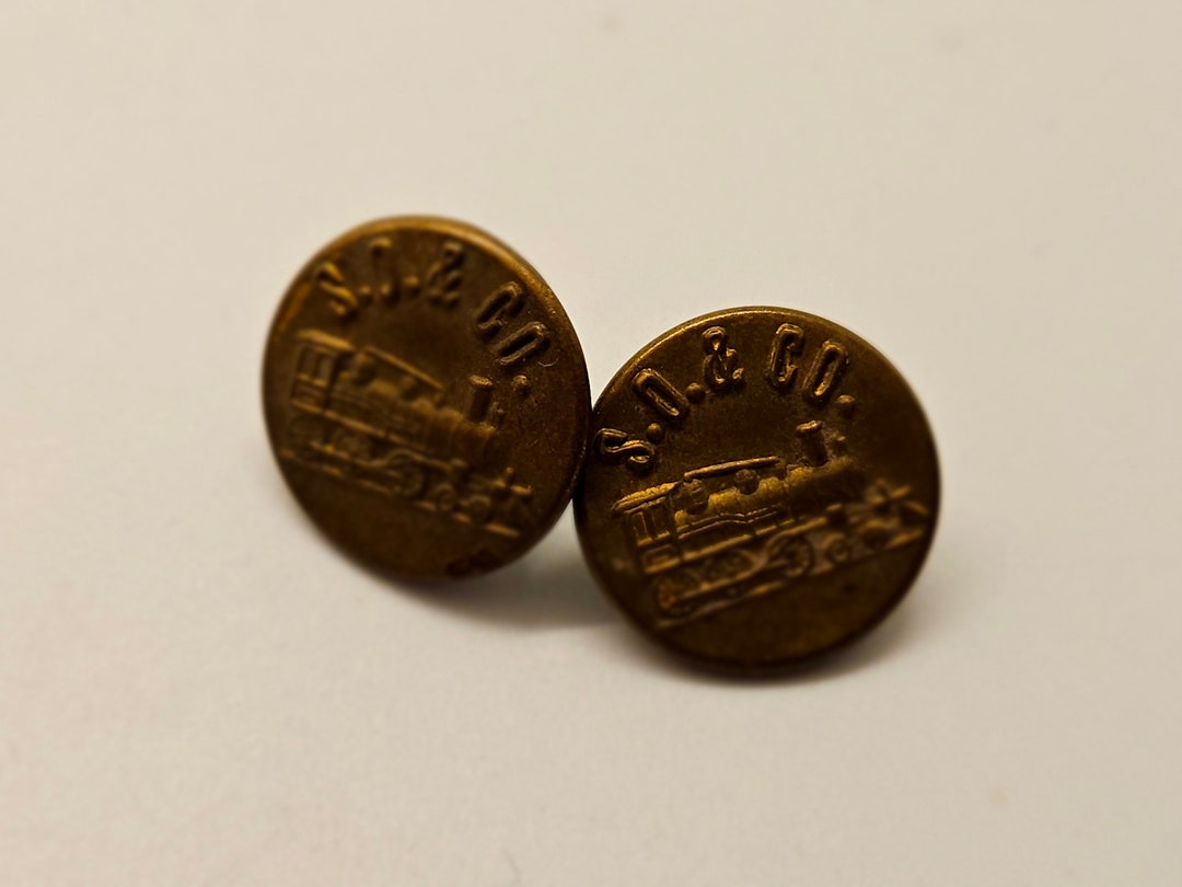 Vintage Button 2 S.O. & CO. Railroad 9/16 14mm Uniform Buttons Metal ...