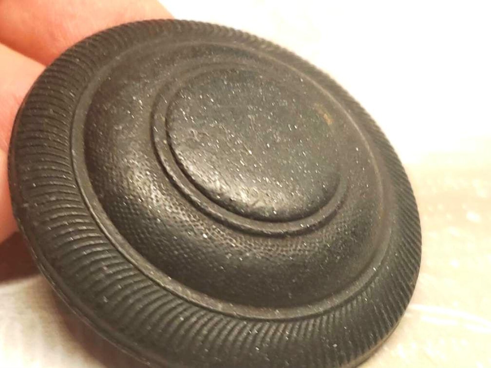 Vintage Button, 1 Extra Large Black Primitive Composite 1 3/4