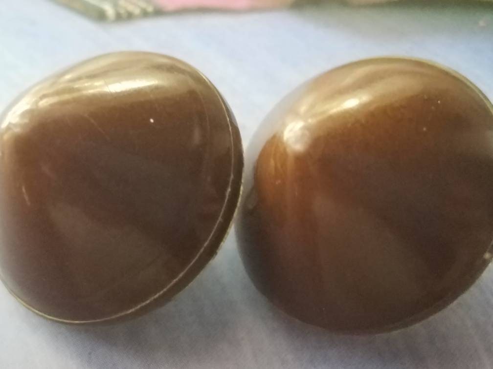 Vintage Buttons 2 large size light weight brown cone shape | Etsy