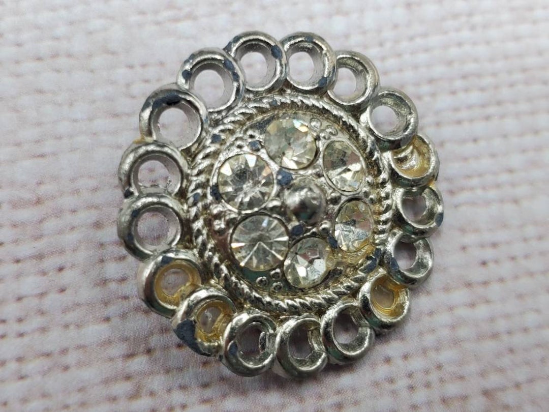 Vintage Button - 1 Outstanding Beauty Open Work Design, Rhinestone ...