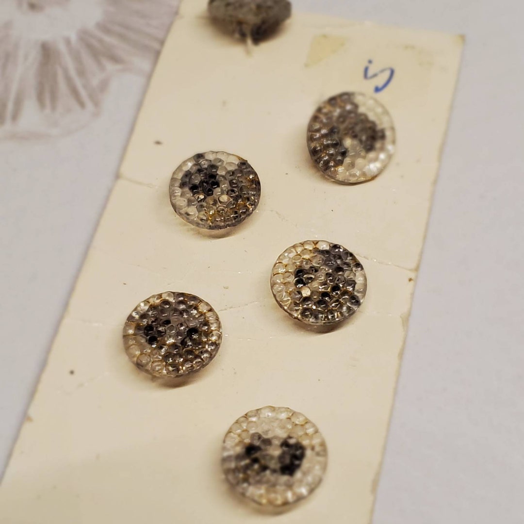 Vintage Buttons, 6 Small 1/2" 13mm Glass Novelty Reverse Painted ...