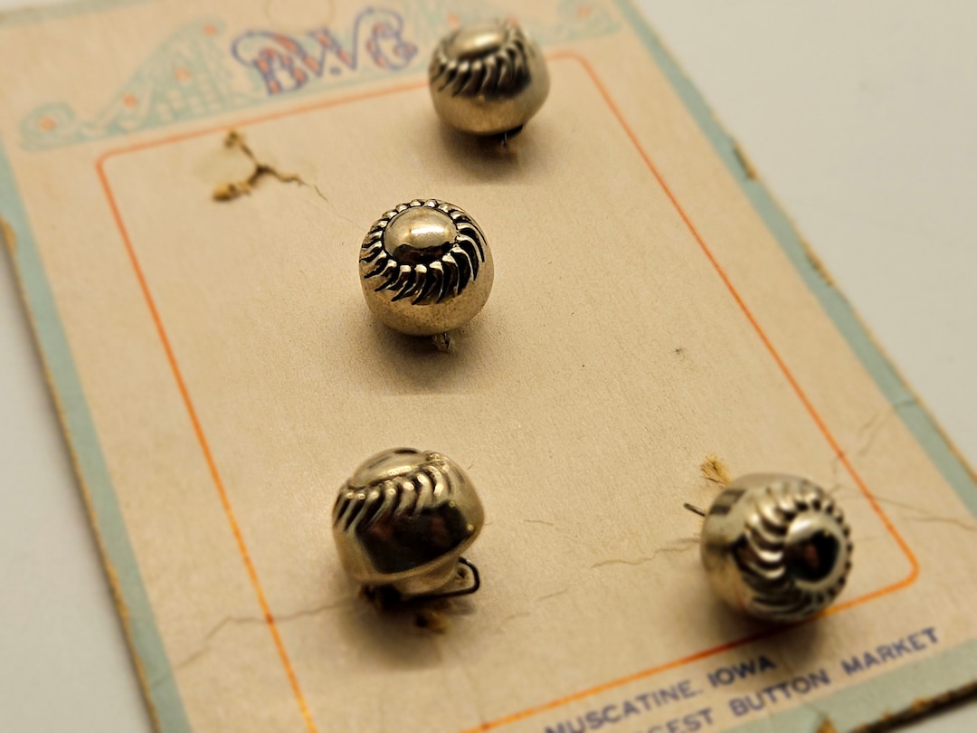 Vintage Buttons, 4 Tiny Matching Silver Balls Metal, BW Co. Shanks, NOS ...