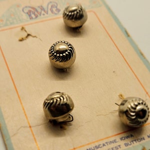 Vintage Buttons, 4 Tiny Matching Silver Balls Metal, BW Co. Shanks, NOS ...