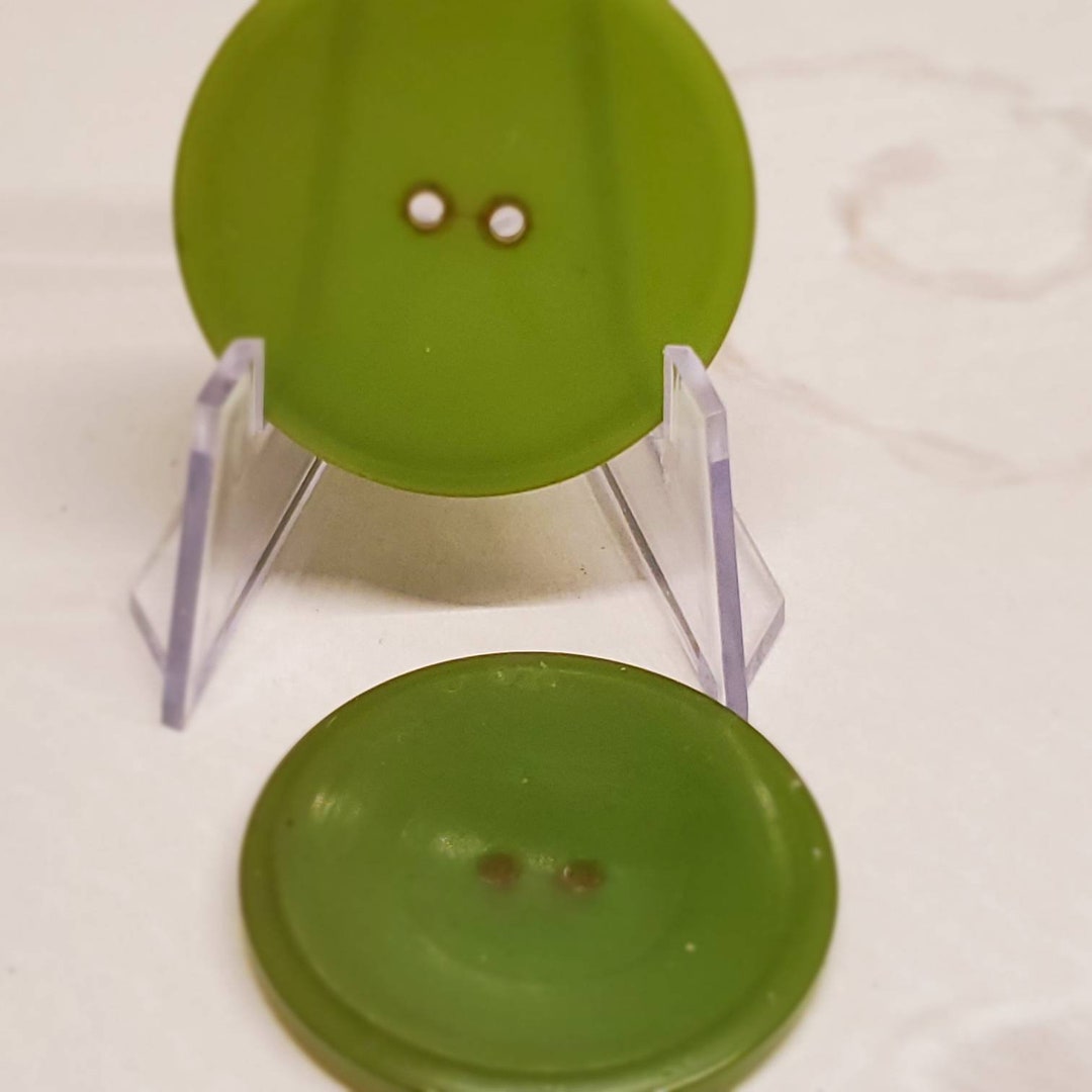 Vintage Button 2 Transparent Bakelite Green Design Large 1 - Etsy