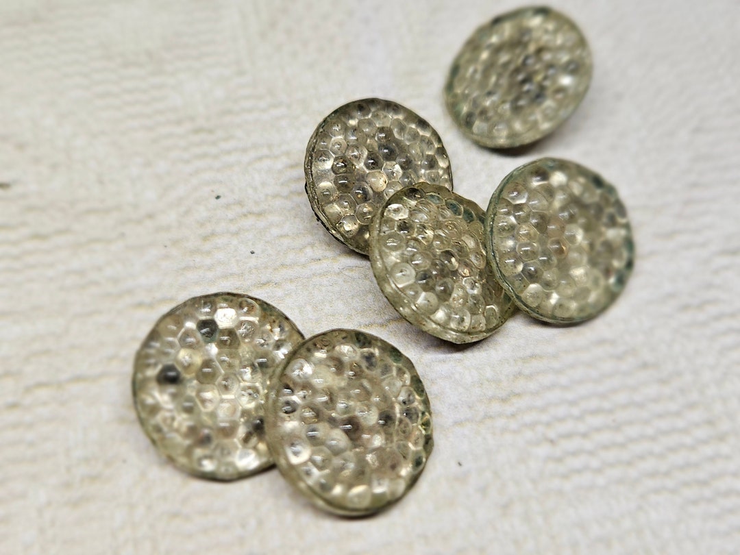 Vintage Buttons, 6 Small 1/2 13mm Glass Novelty Reverse Painted Hobnail ...