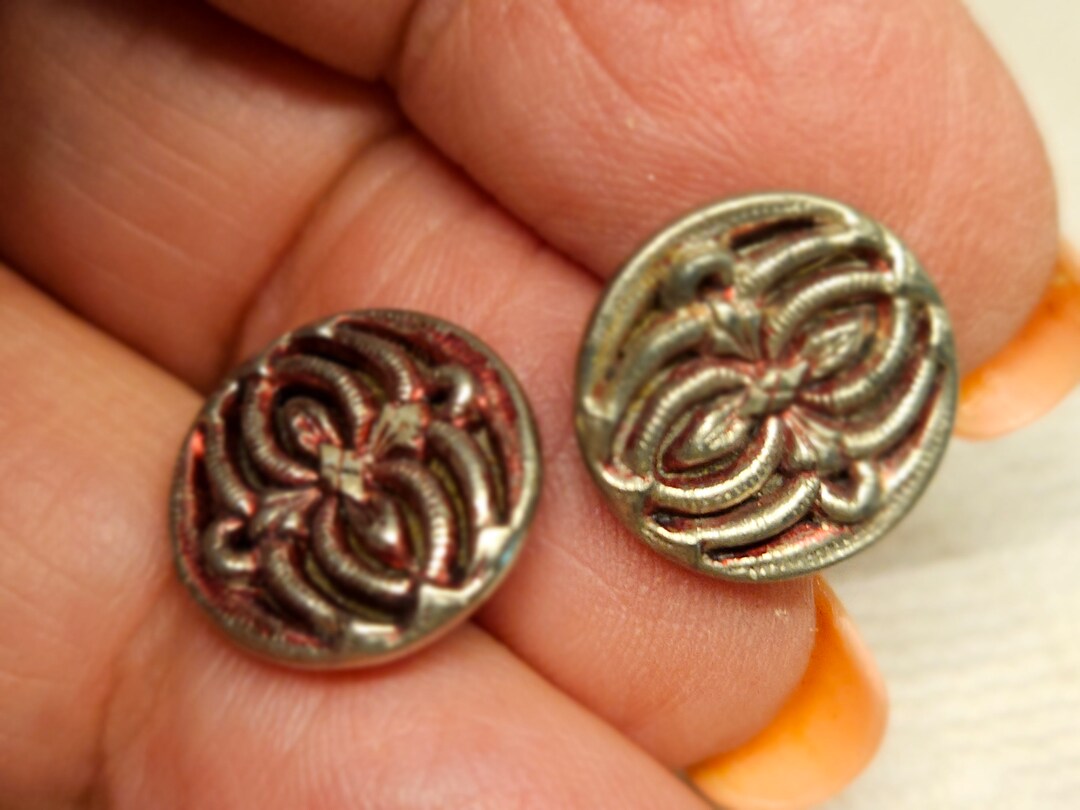 Vintage Button, 2 Matchingl Metal, Pink Tint Waistcoat Buttons 1/2 ...