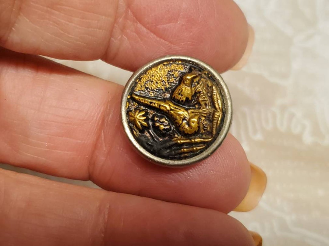 Vintage Button 1 Metal 2 Pheasant Bird Design 11/16" 17.5mm Waistcoat ...
