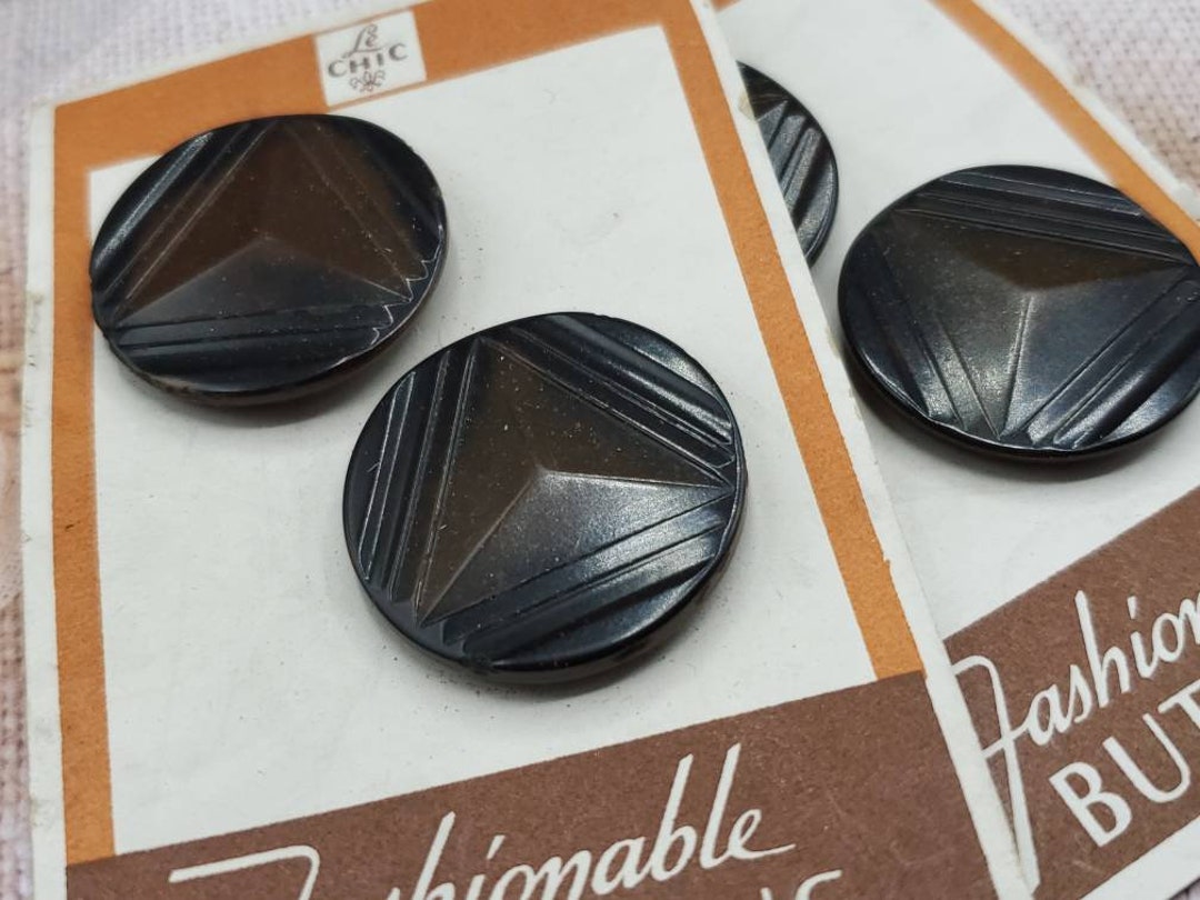 Vintage Buttons - Matching 4 Large Size, Brown Color Old and Carded NOS ...