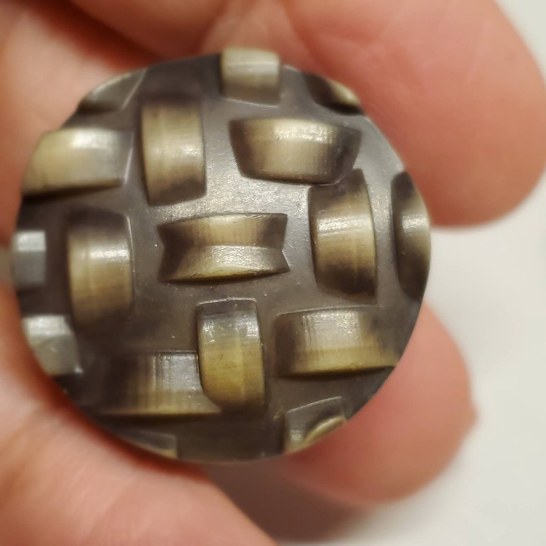 Vintage Button 1 Buffed Celluloid Taupe Basket Weave Design, 1" 25.5mm ...