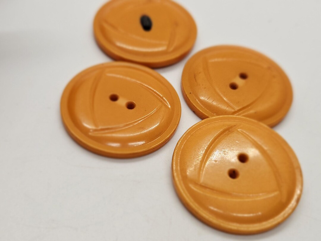 Vintage Button, 4 Matching 1" 25.5mm Butterscotch Bakelite Wafer Sew ...