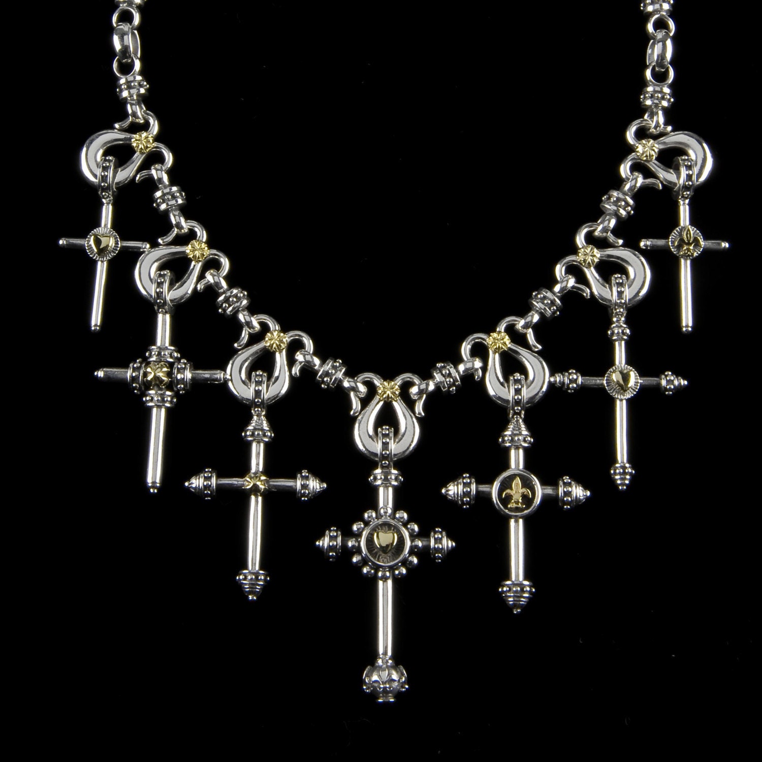 Seven Cross Necklace B.C. Silver Collection 6122SG - Etsy
