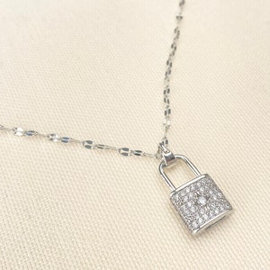 Elegant Padlock Necklace - Sparkling Lock Charm on Delicate Chain - Etsy