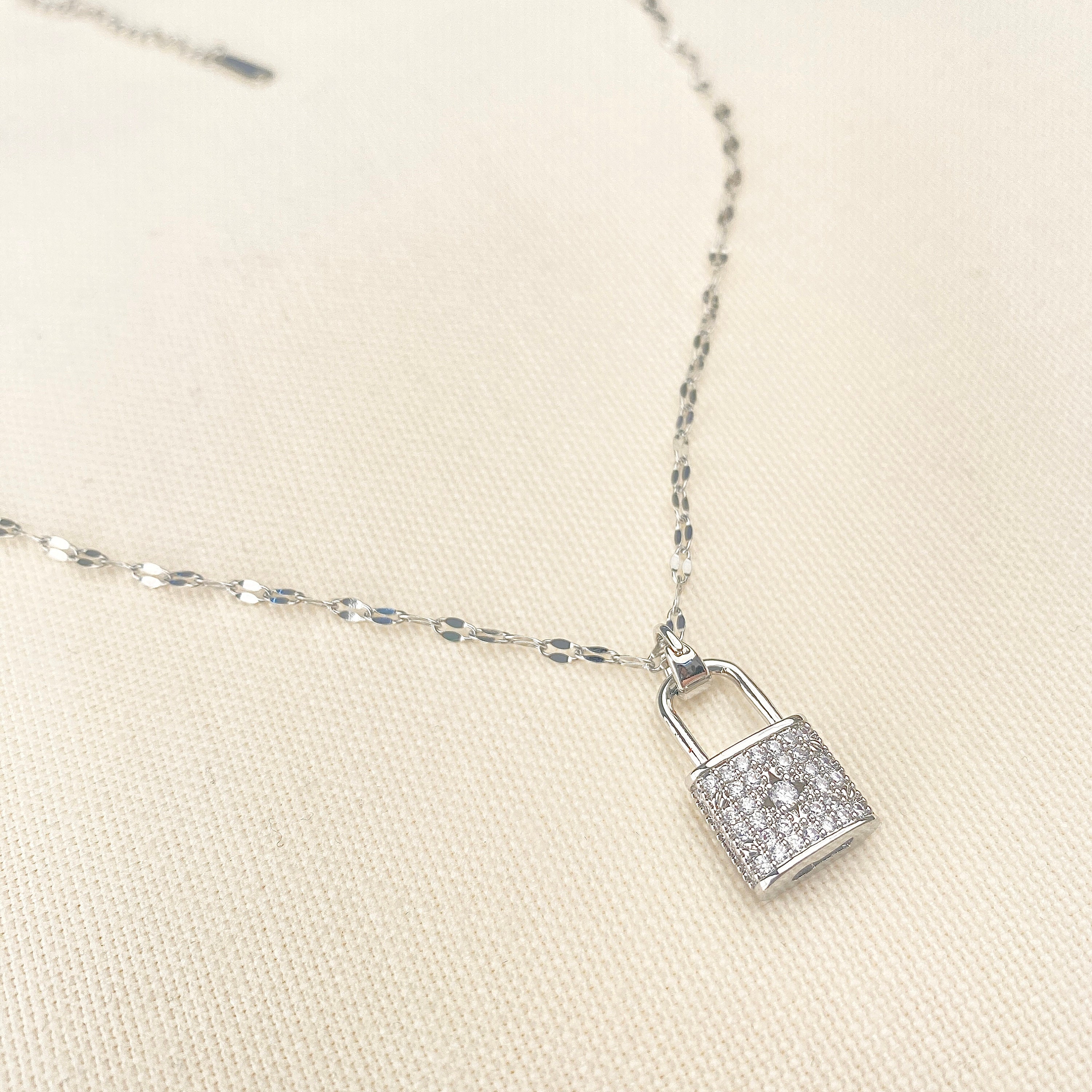 Elegant Padlock Necklace Sparkling Lock Charm on Delicate Chain - Etsy