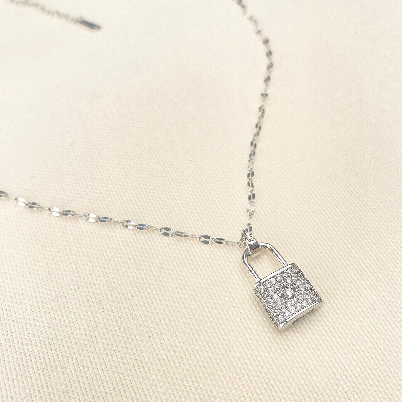 Elegant Padlock Necklace - Sparkling Lock Charm on Delicate Chain - Etsy