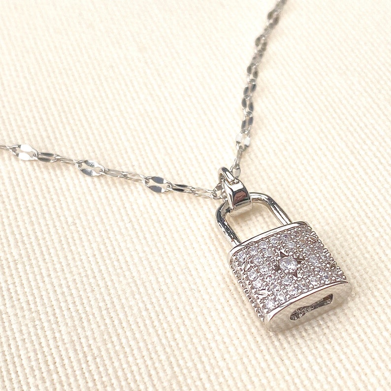 Elegant Padlock Necklace - Sparkling Lock Charm on Delicate Chain - Etsy