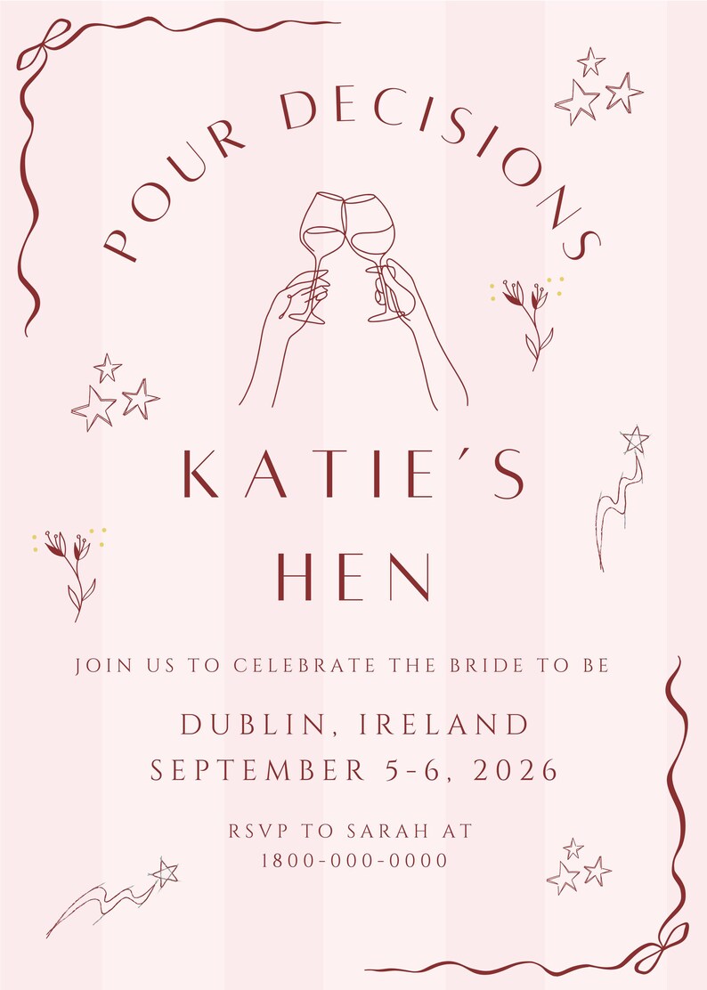 Digital Download | Editable | Bachelorette Hen Do Party Invite | Pour ...