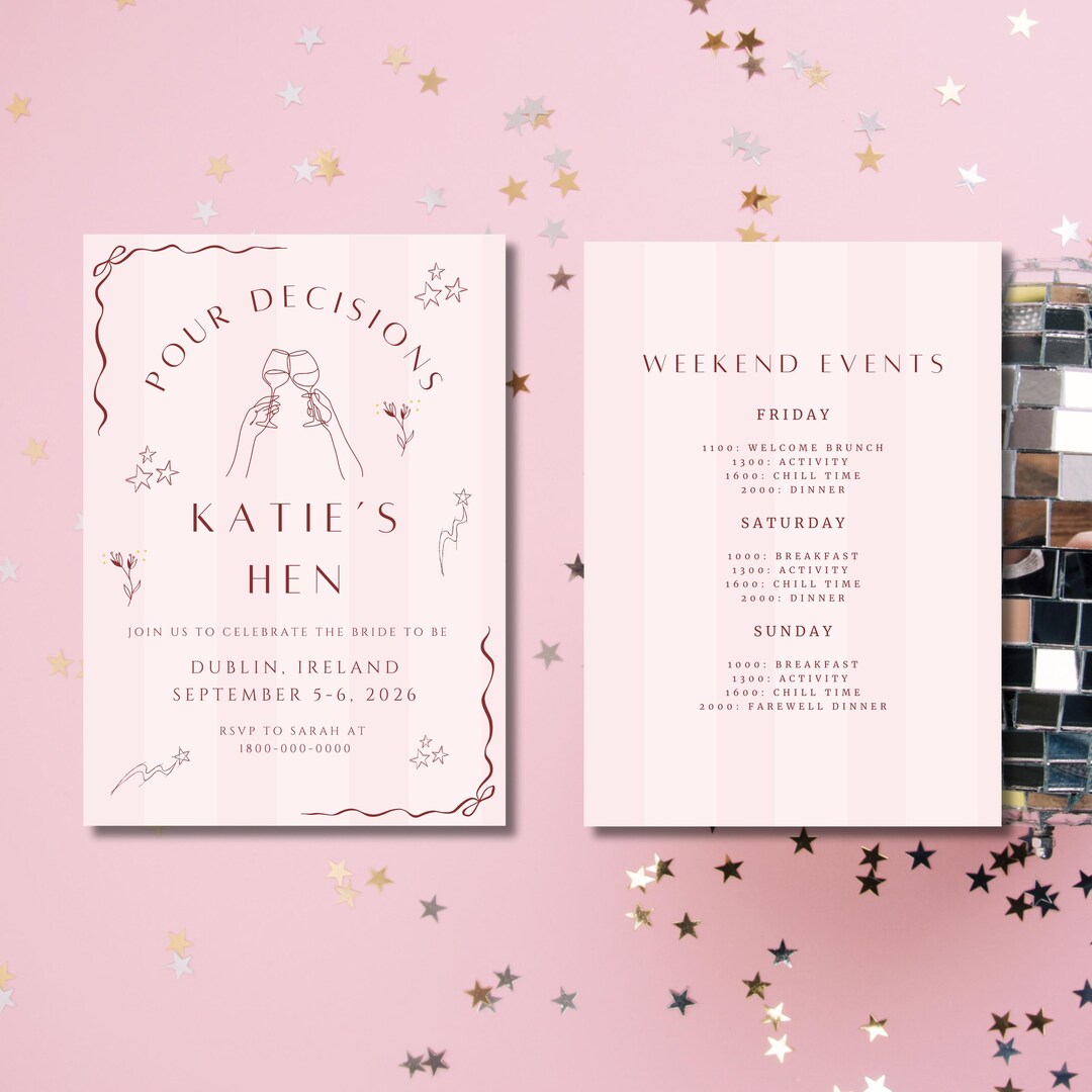 Digital Download | Editable | Bachelorette Hen Do Party Invite | Pour ...